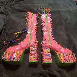 Club Exx | Shoes | Club Exxpink Rave Kandi Beaded Platform Shoessize 7 ...